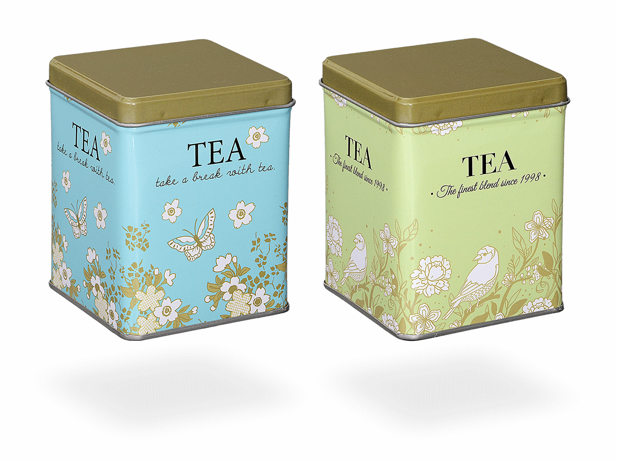 Teedose eckig "Blooming", 2 Stk | eckig | Teedosen | TEEZUBEHÖR | tea4chill