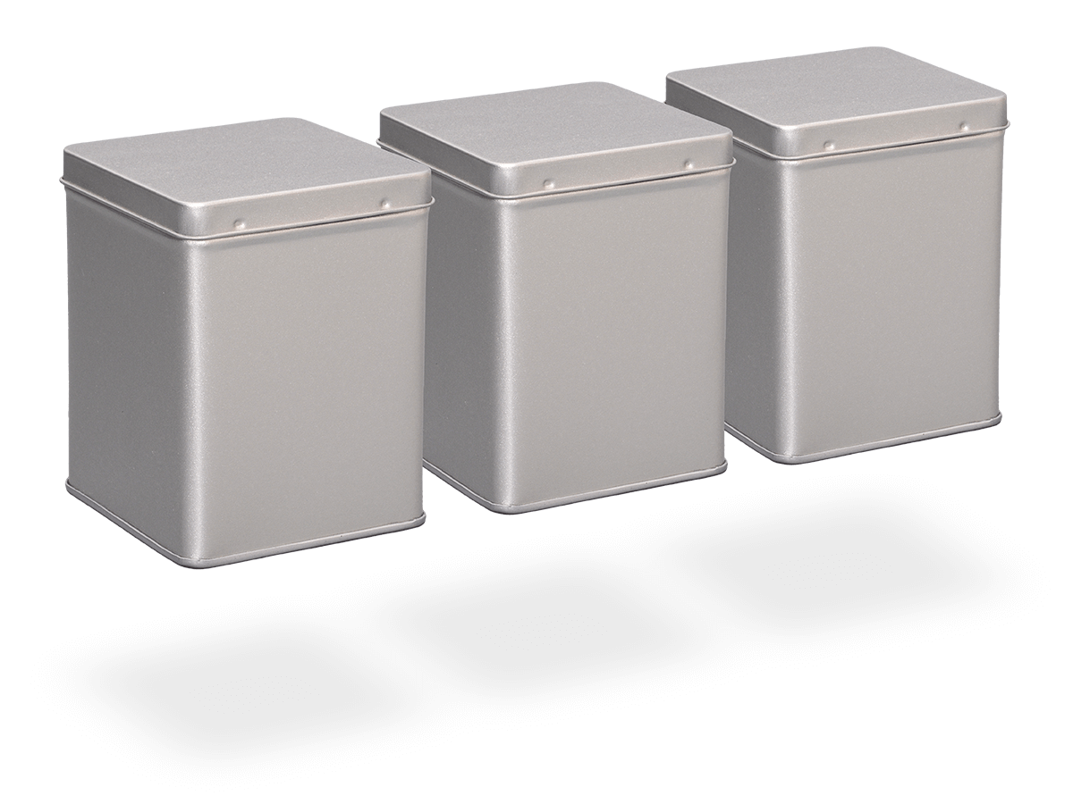 Teedose "Silver Classic" eckig, 100g, 3 Stk | eckig | Teedosen ...