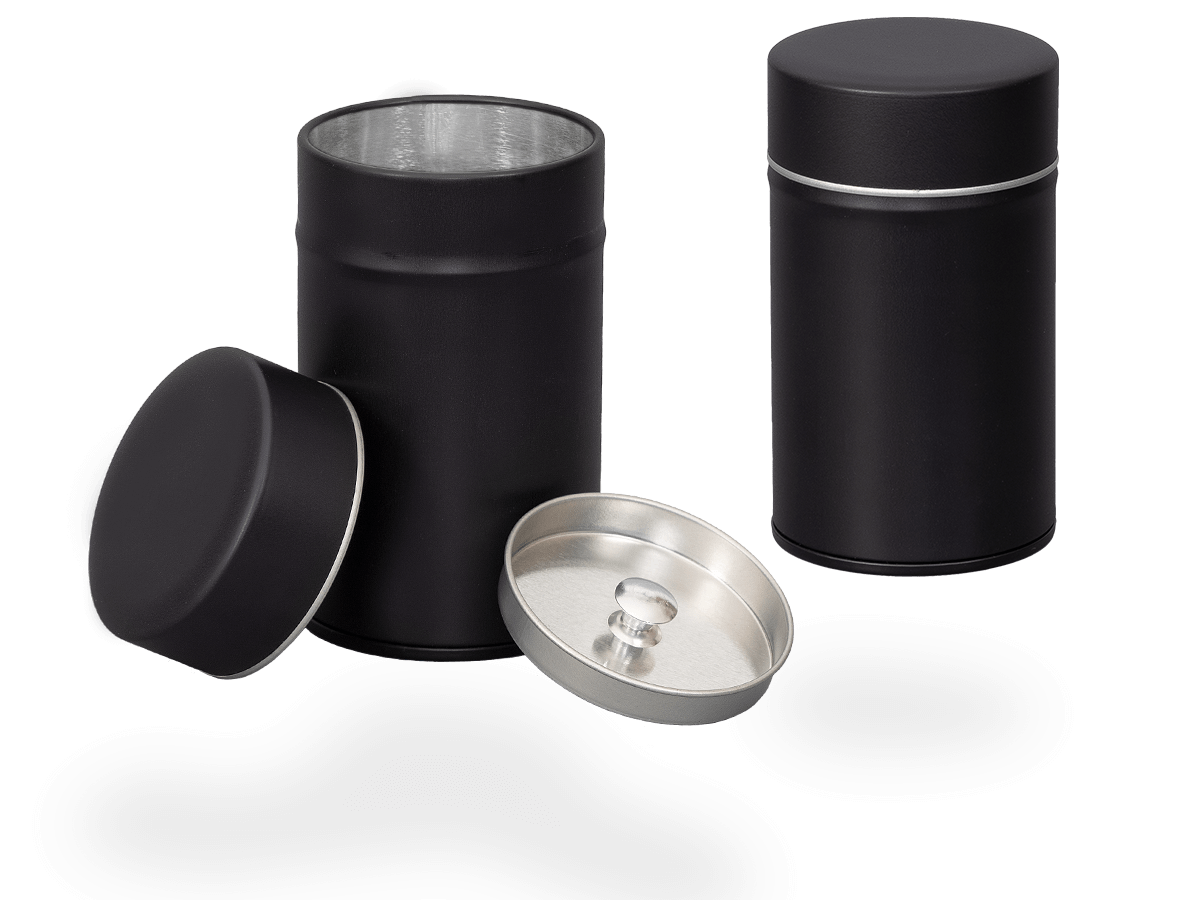 Teedose "Doppeldeckel" schwarz, rund, 2 Stk | mit Aromaverschluss ...