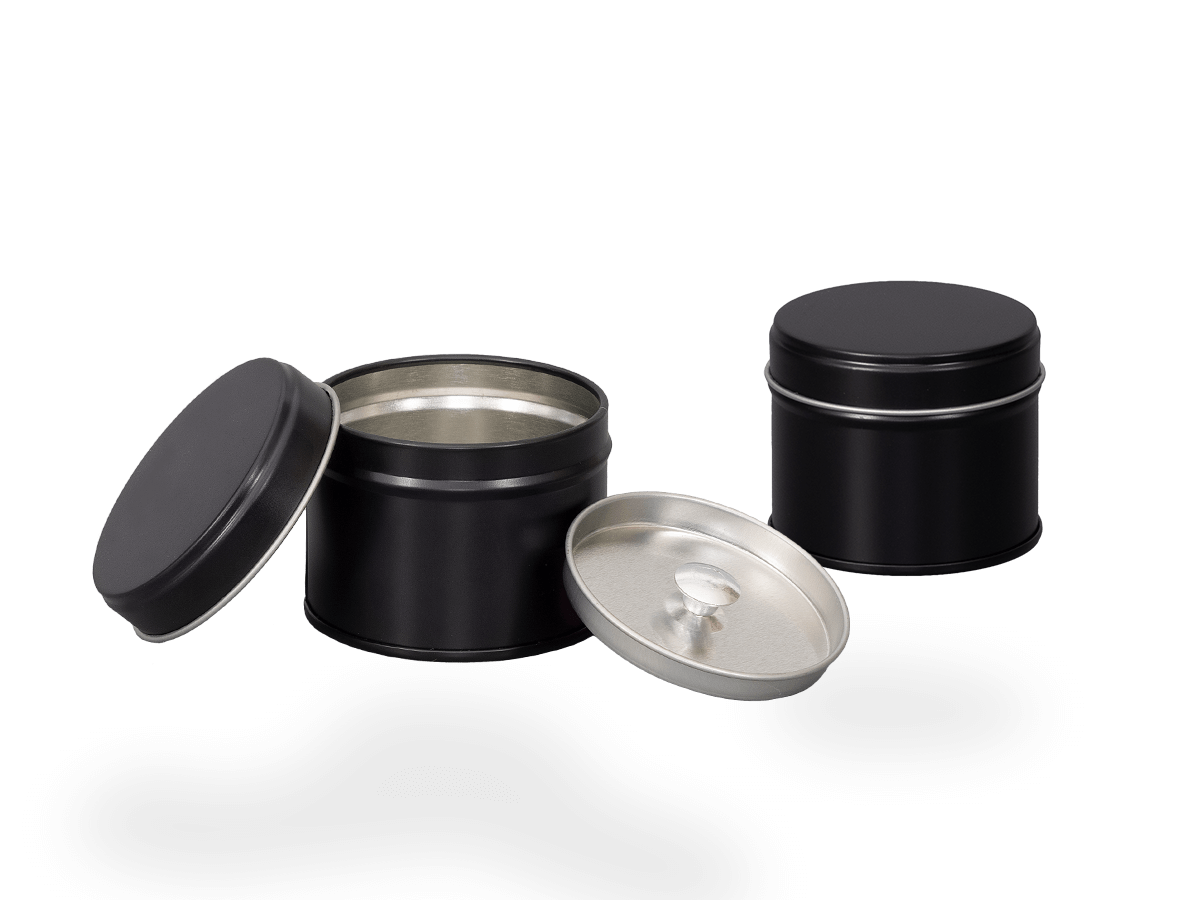 Teedose "Doppeldeckel" schwarz, rund, 2 Stk | mit Aromaverschluss ...